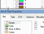 Editing bars and tasks using the properties view